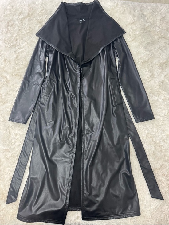 Windsor | Jackets & Coats | Windsor Black Faux Leather Long Trench Coat ...